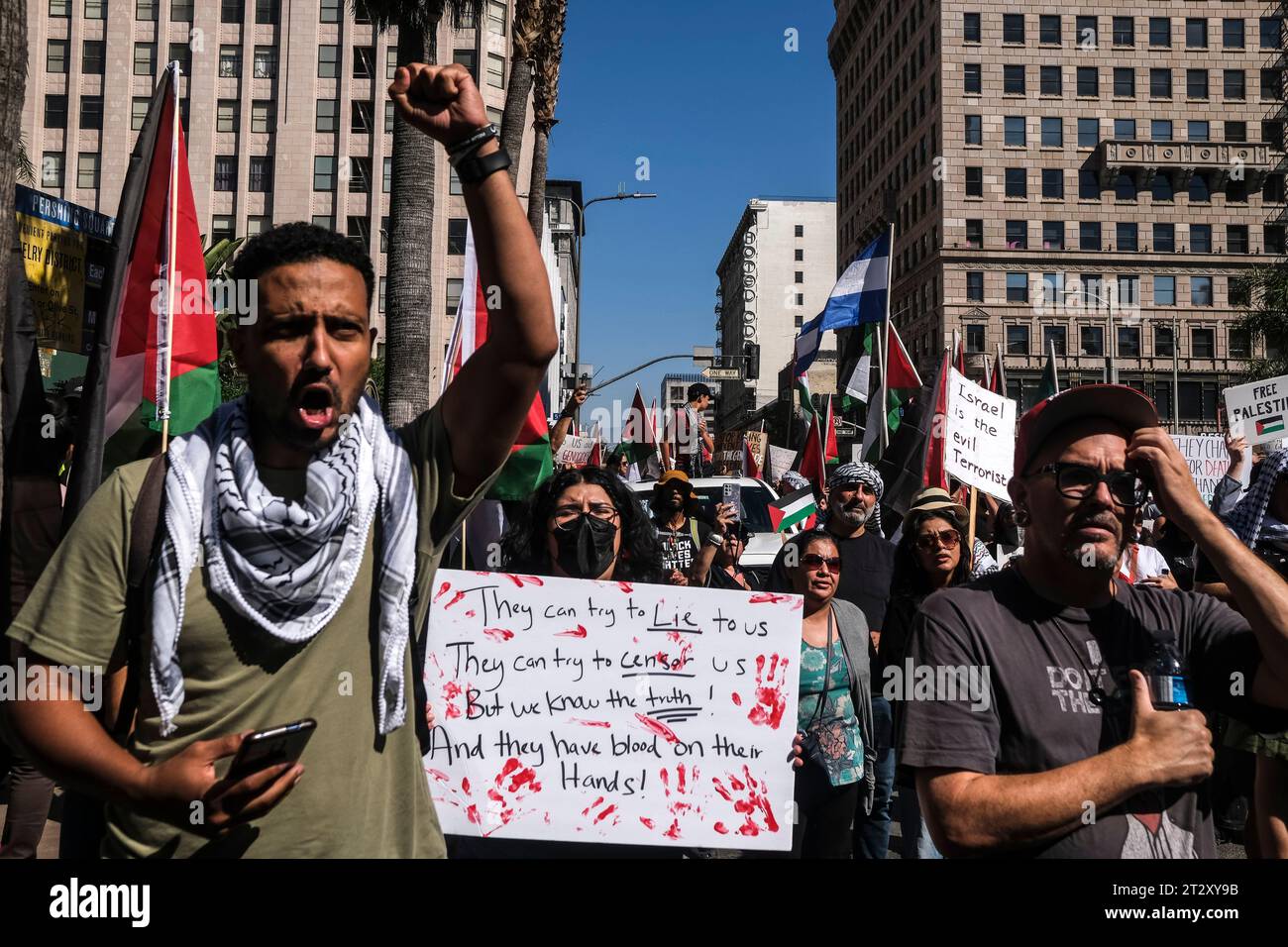 Los Angeles, United States. 21st Oct, 2023. Crowds gathered at Pershing ...