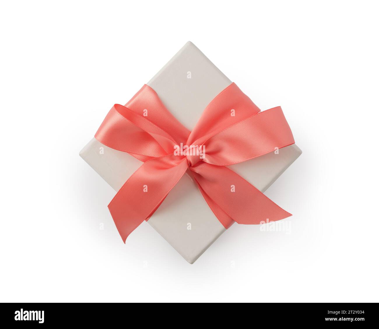 Top view of gift box with ribbon bow isolated on white background Stock ...