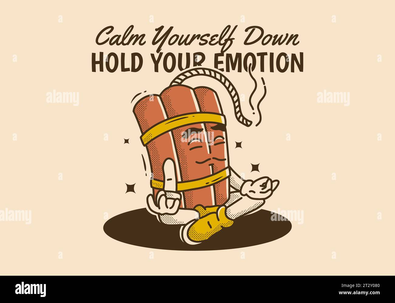Calm yourself down hold your emotion. Vintage mascot character design ...