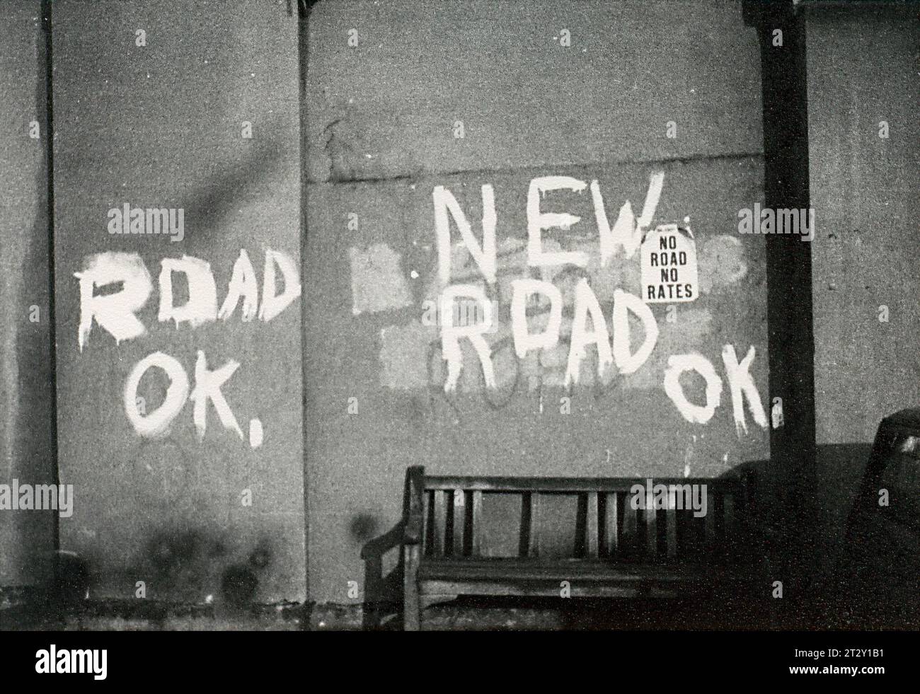 1970s black & white archive photograph of graffiti in Archway Road ...