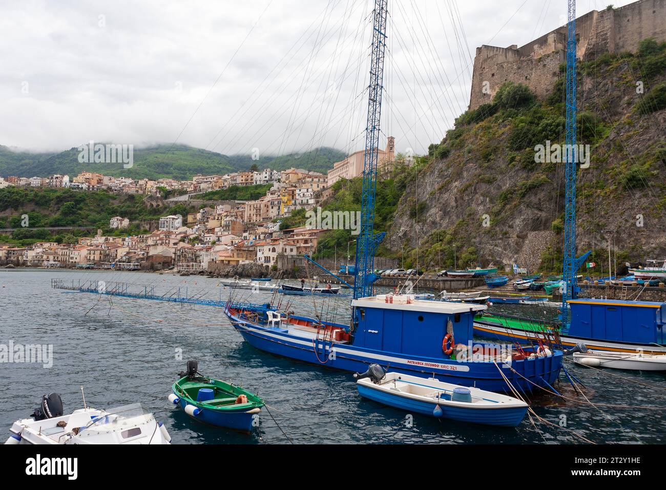 The little harbour of Scilla, Calabria, southern Italy, with two ...