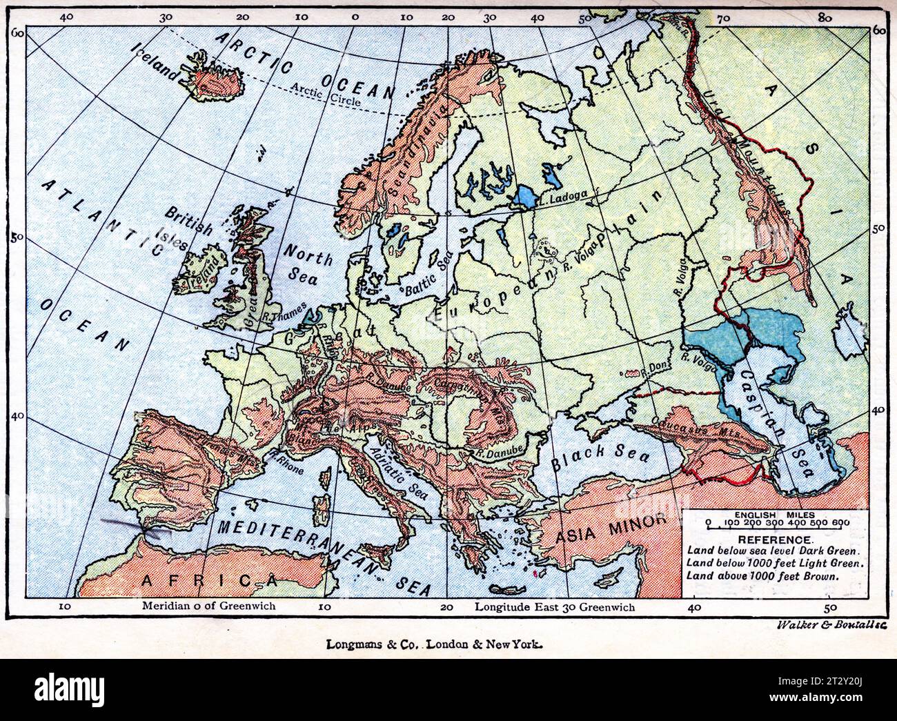 map of Europe circa 1910 from a school geography text book Stock Photo ...