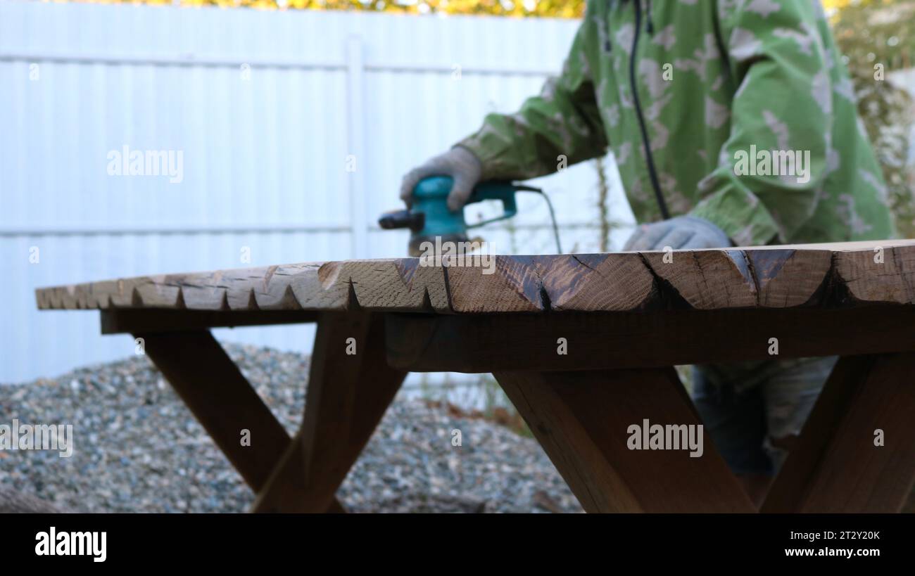 handcrafted solid wood table with textured tabletop edges in surface ...