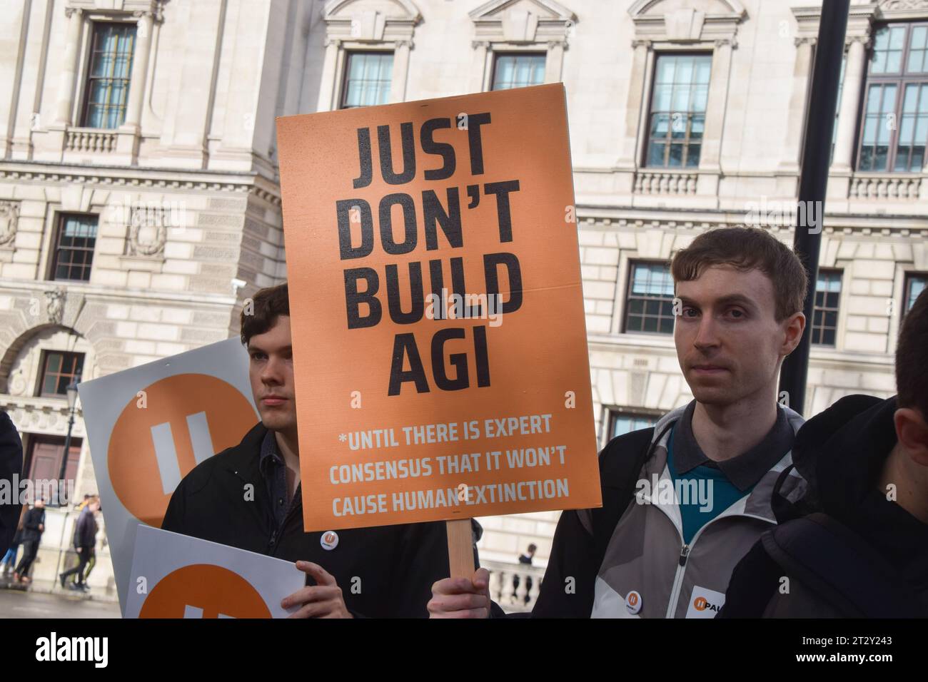 London, UK. 21st October 2023. Protesters working in Artificial ...