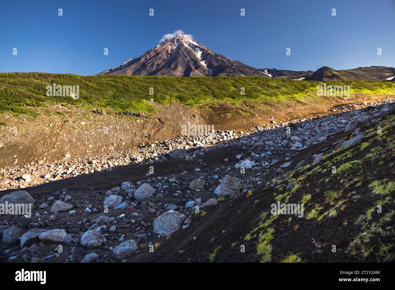 Koryak volcano, visible from the slope of Avachinsky. There are a lot ...