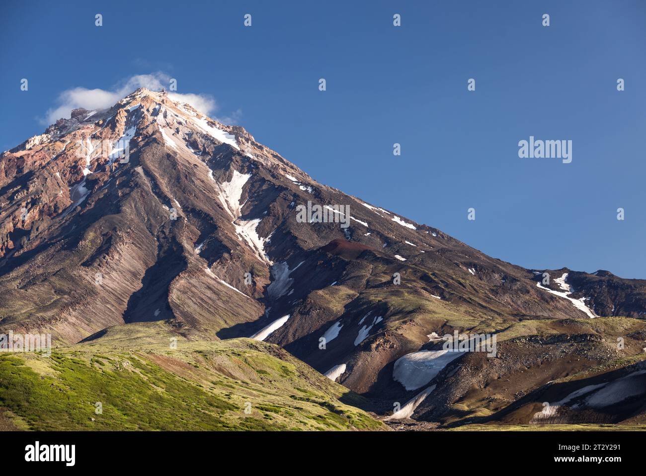 Koryak volcano, visible from the slope of Avachinsky. There are a lot ...