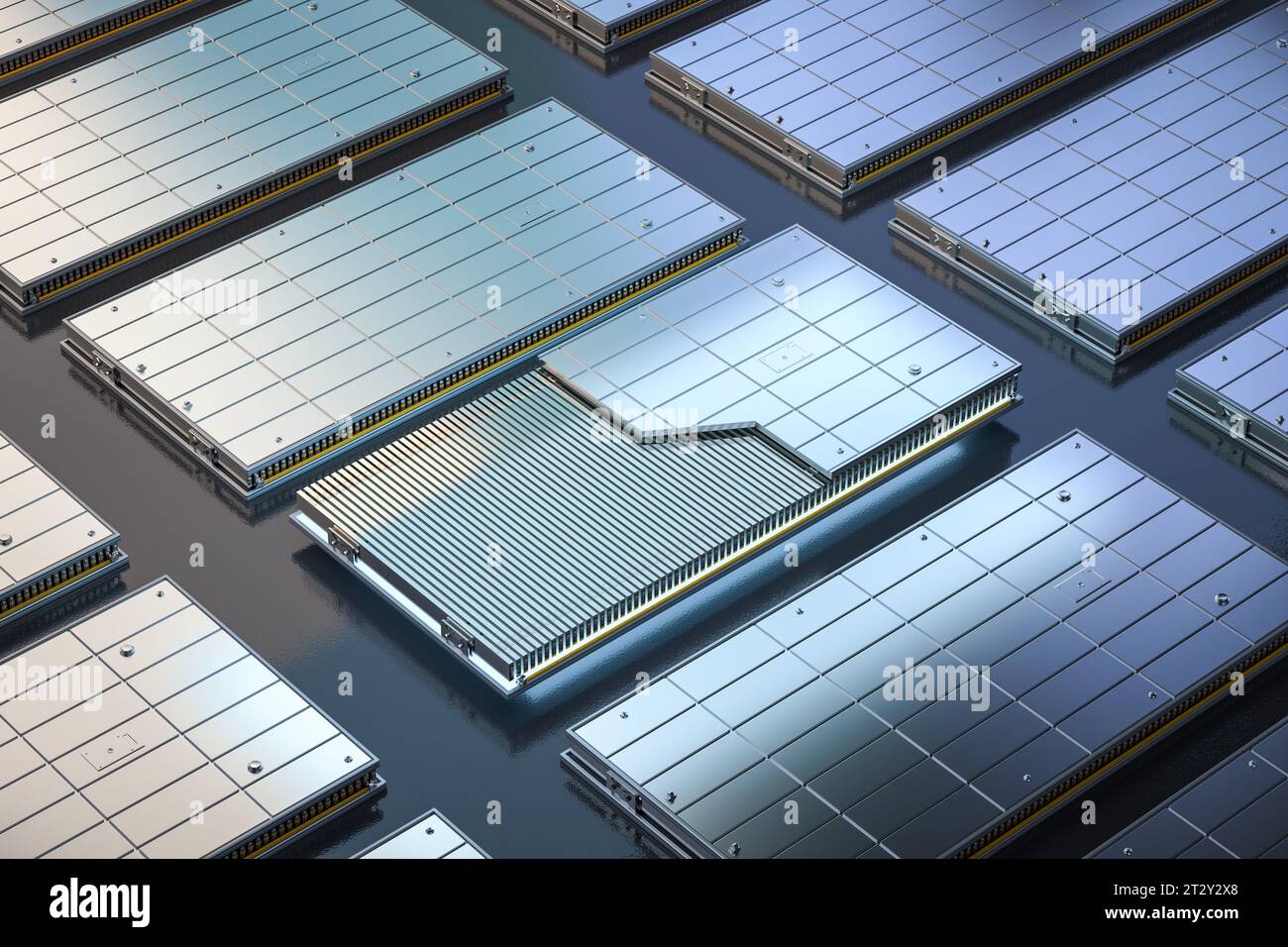 3d rendering electric vehicle batteries in a row or pack of lithium-ion ...