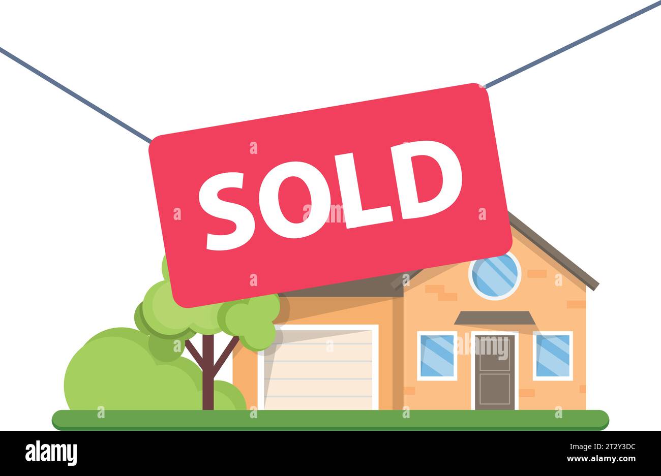 Real estate banner with house icon in flat style. Sale label vector ...