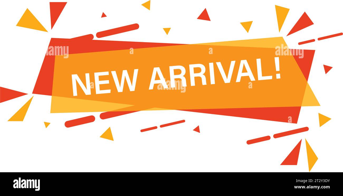 New arrival banner icon in flat style. Arrivals shop vector ...