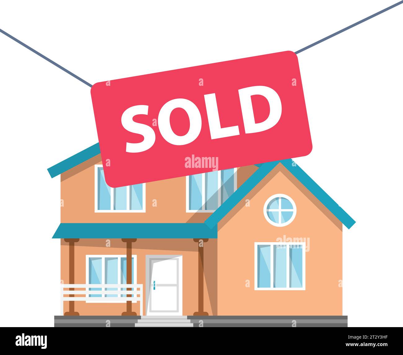 Real estate banner with house icon in flat style. Sale label vector ...