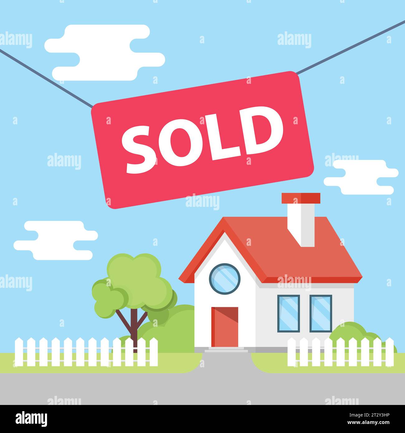 Real estate banner with house icon in flat style. Sale label vector ...