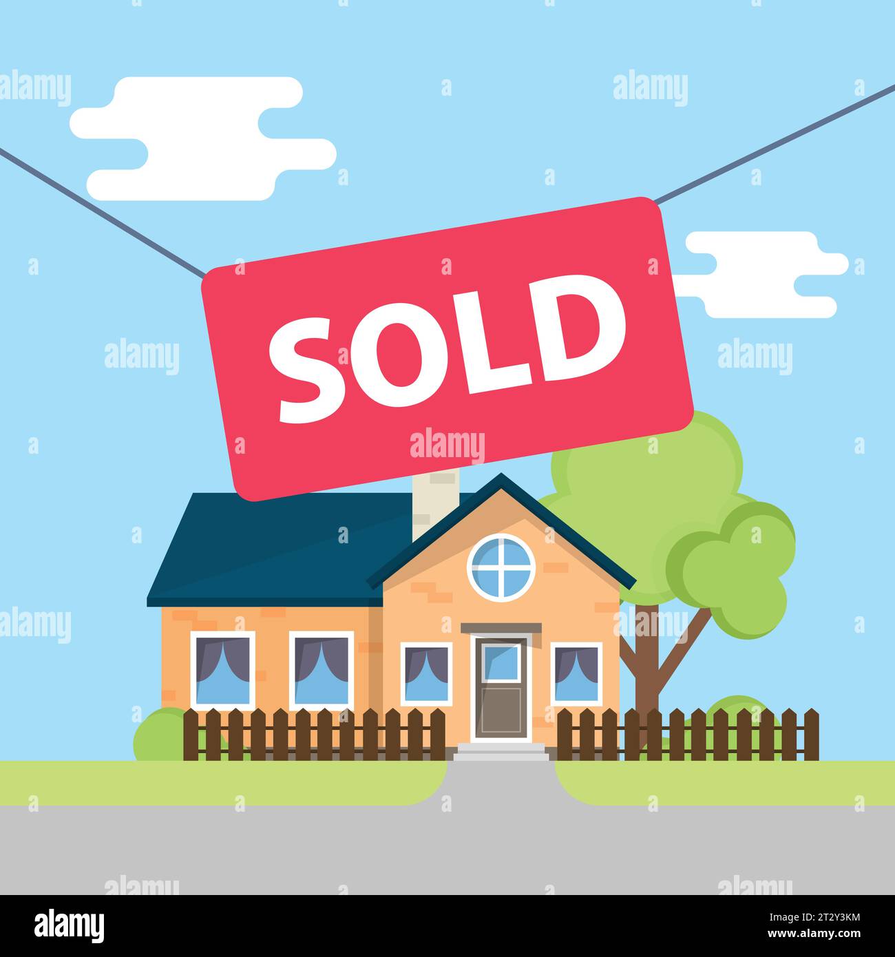 Real estate banner with house icon in flat style. Sale label vector ...