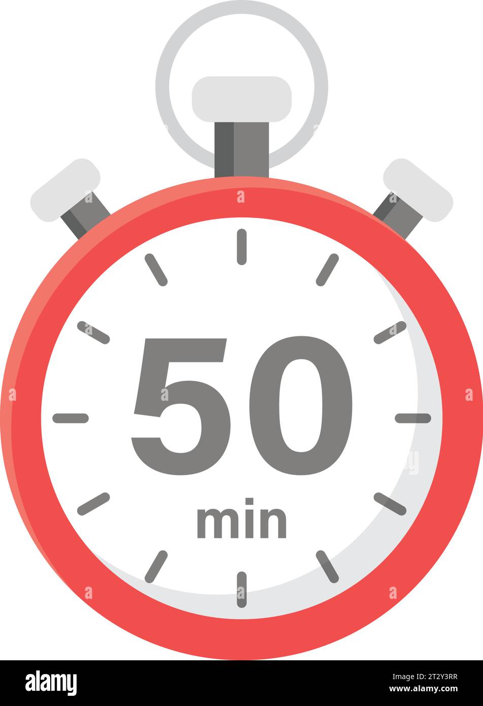50 Minutes On Stopwatch Icon In Flat Style Clock Face Timer Vector