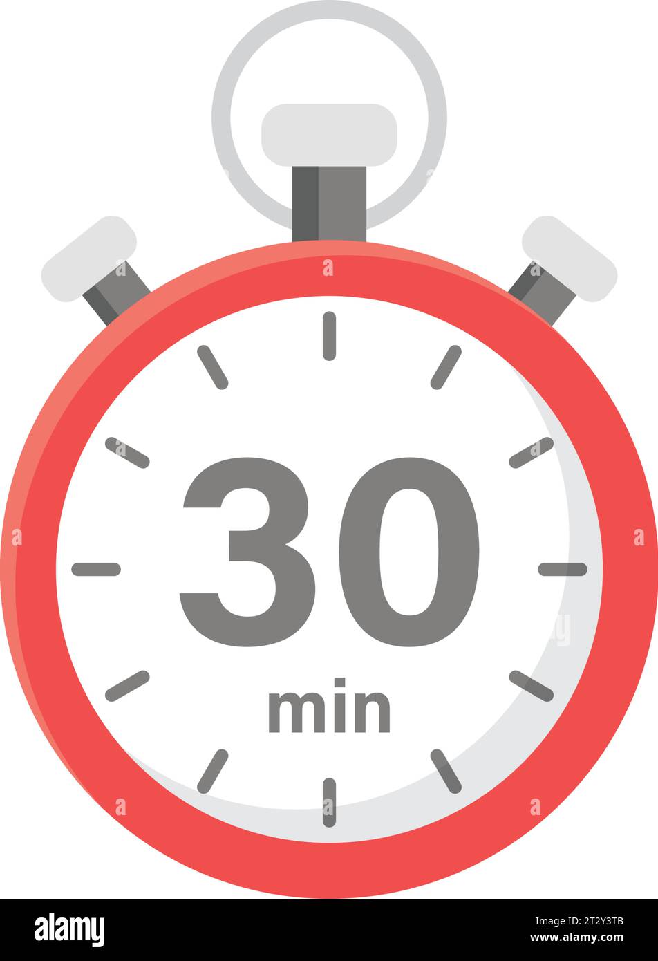 30 Minutes On Stopwatch Icon In Flat Style Clock Face Timer Vector Illustration On Isolated