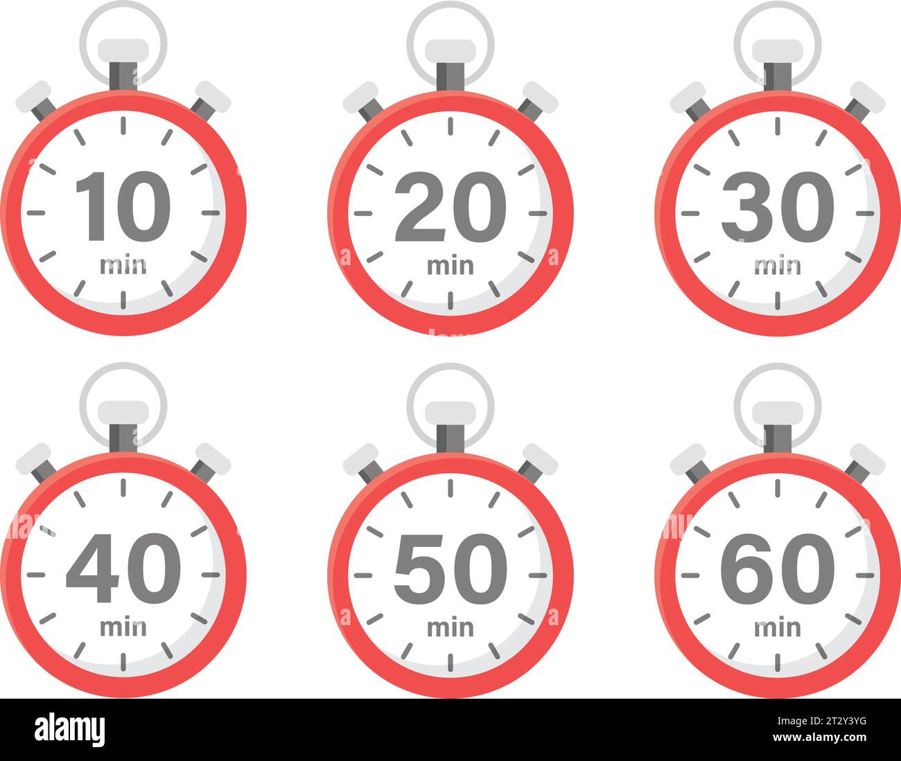 From 10 minites to 60 minutes on stopwatch icon in flat style. Clock ...