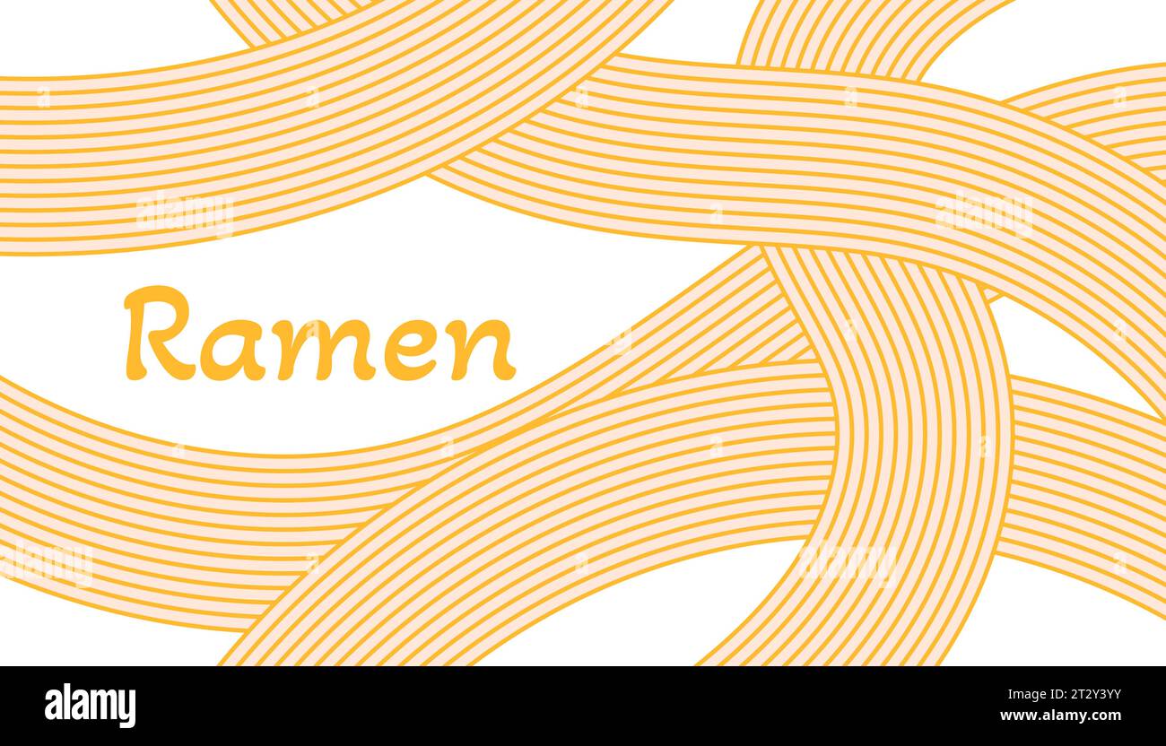 Hand drawn Asian noodle ramen background. Light yellow Japanese ...
