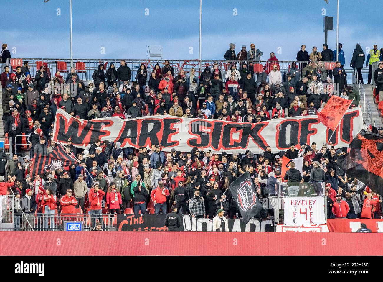 Toronto, Canada. 21st Oct, 2023. Toronto FC fans show their discontent ...