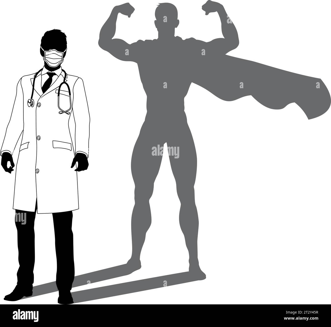 Superhero Doctor With Super Hero Shadow Silhouette Stock Vector Image ...