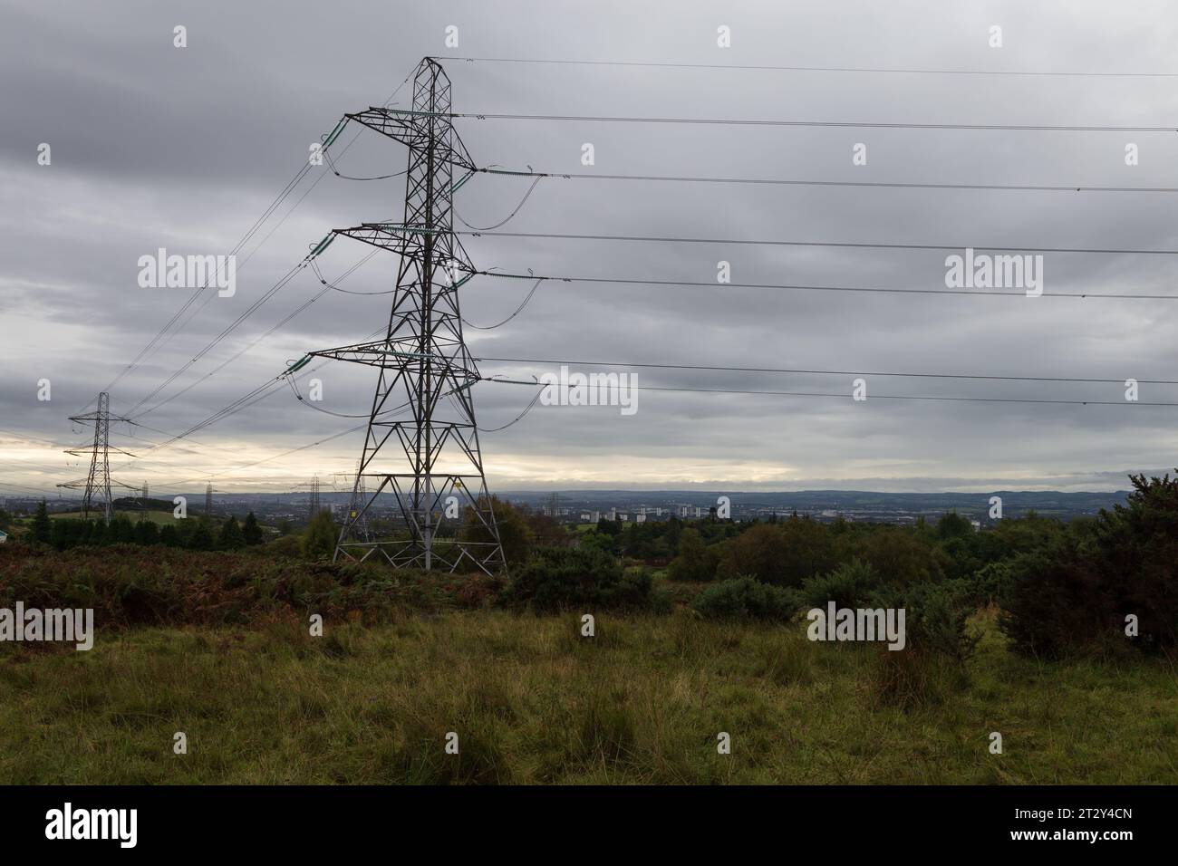 Electric Pylons in the Scottish Countryside on a autumn morning Stock ...