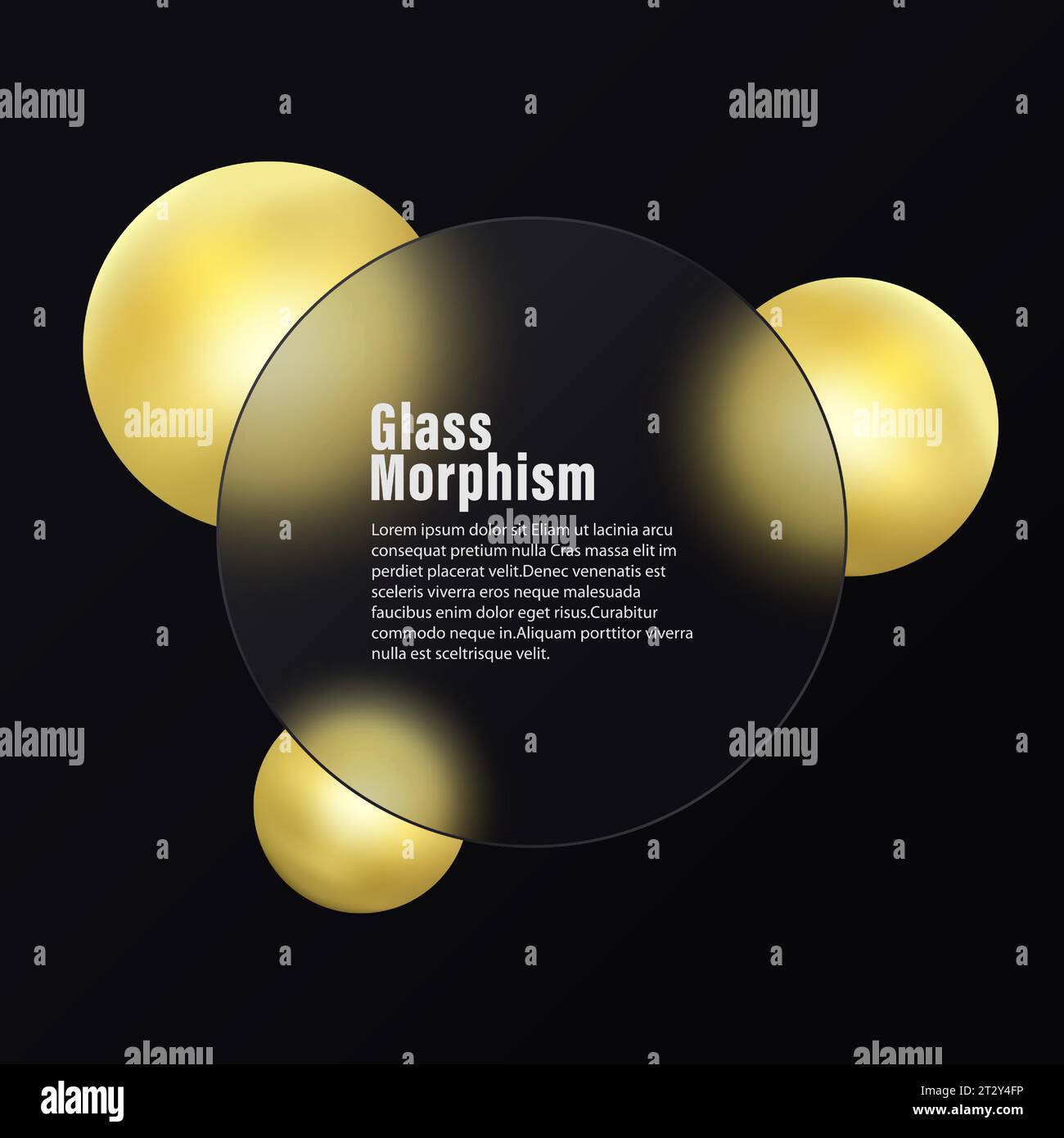 Glass morphism style. Realistic glass transformation effect with gold ...