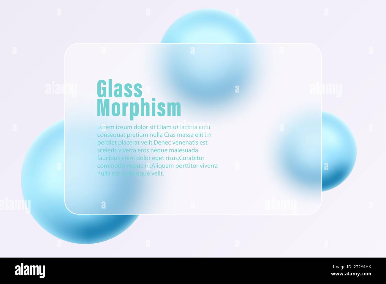 Horizontal glass translucent banner with levitating balls and spheres ...