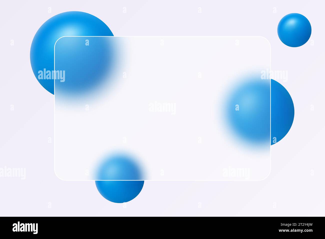 Horizontal glass translucent banner with levitating balls and spheres ...