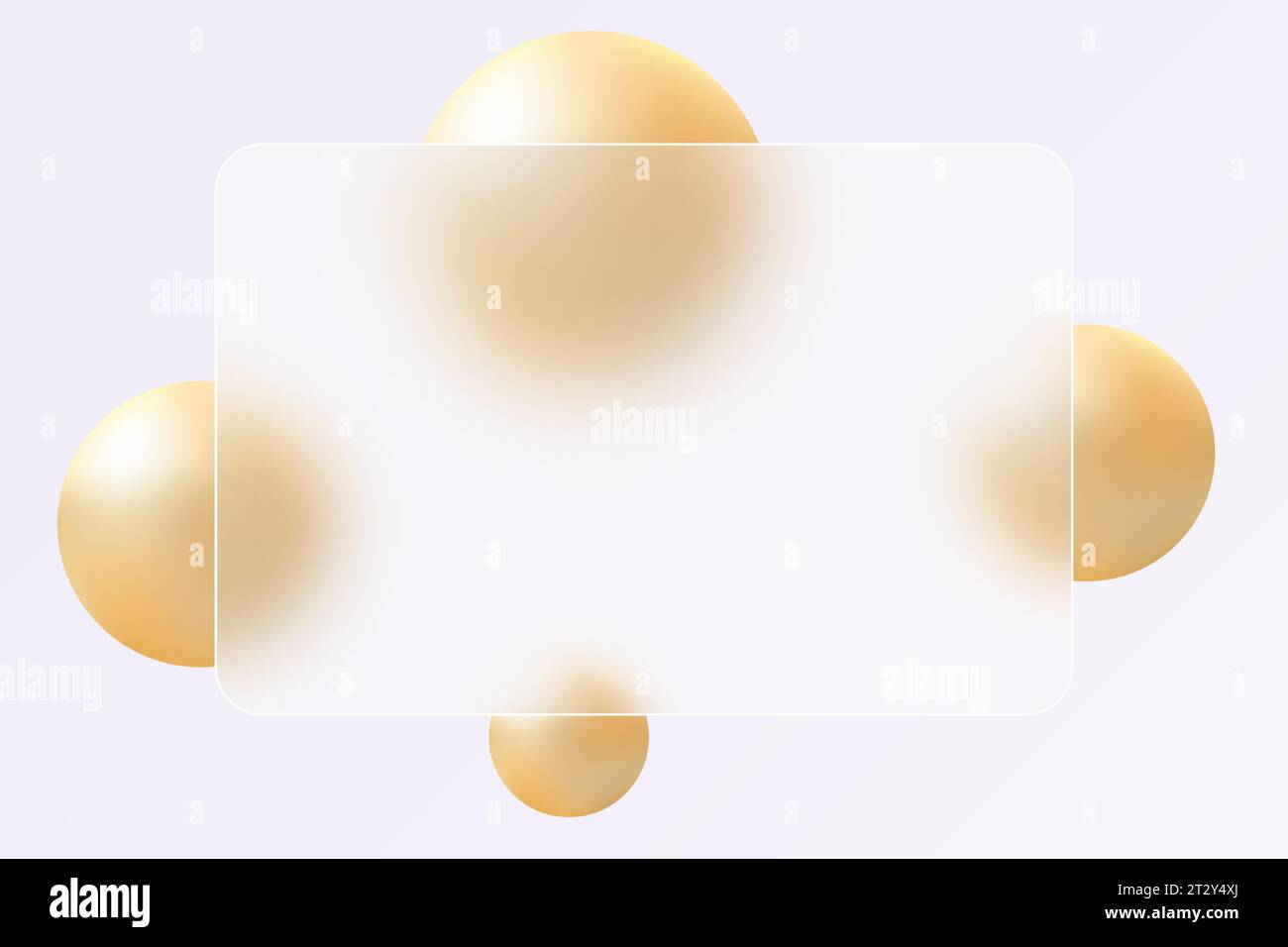 Horizontal glass translucent banner with levitating balls and spheres ...