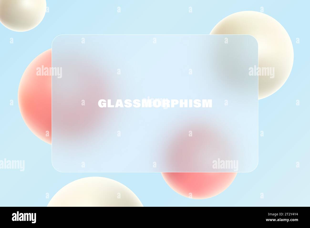 Horizontal banner with glass overlay effect with 3D balls in glass ...