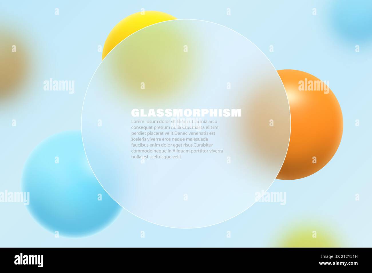 Round banner with glass overlay effect with 3D balls in glass morphism ...