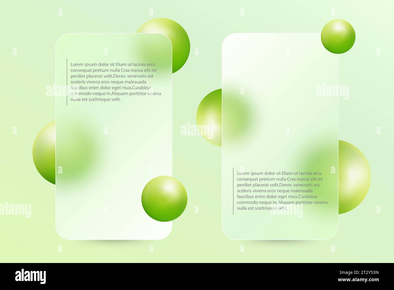 Vertical banner with glass overlay effect with 3D balls set in glass ...