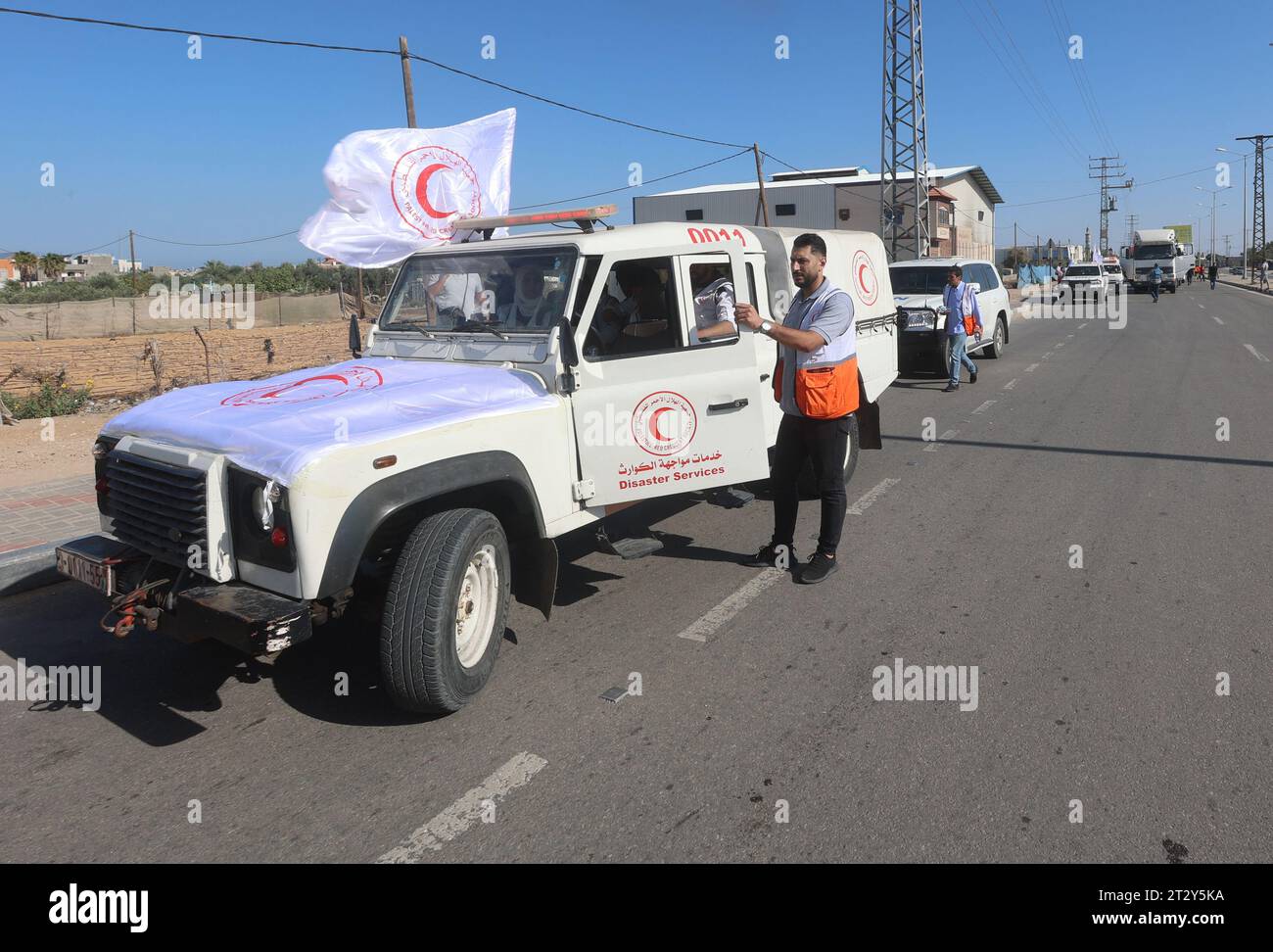 Gaza, Palestine. 21st Oct, 2023. An employee from the Palestinian Red ...