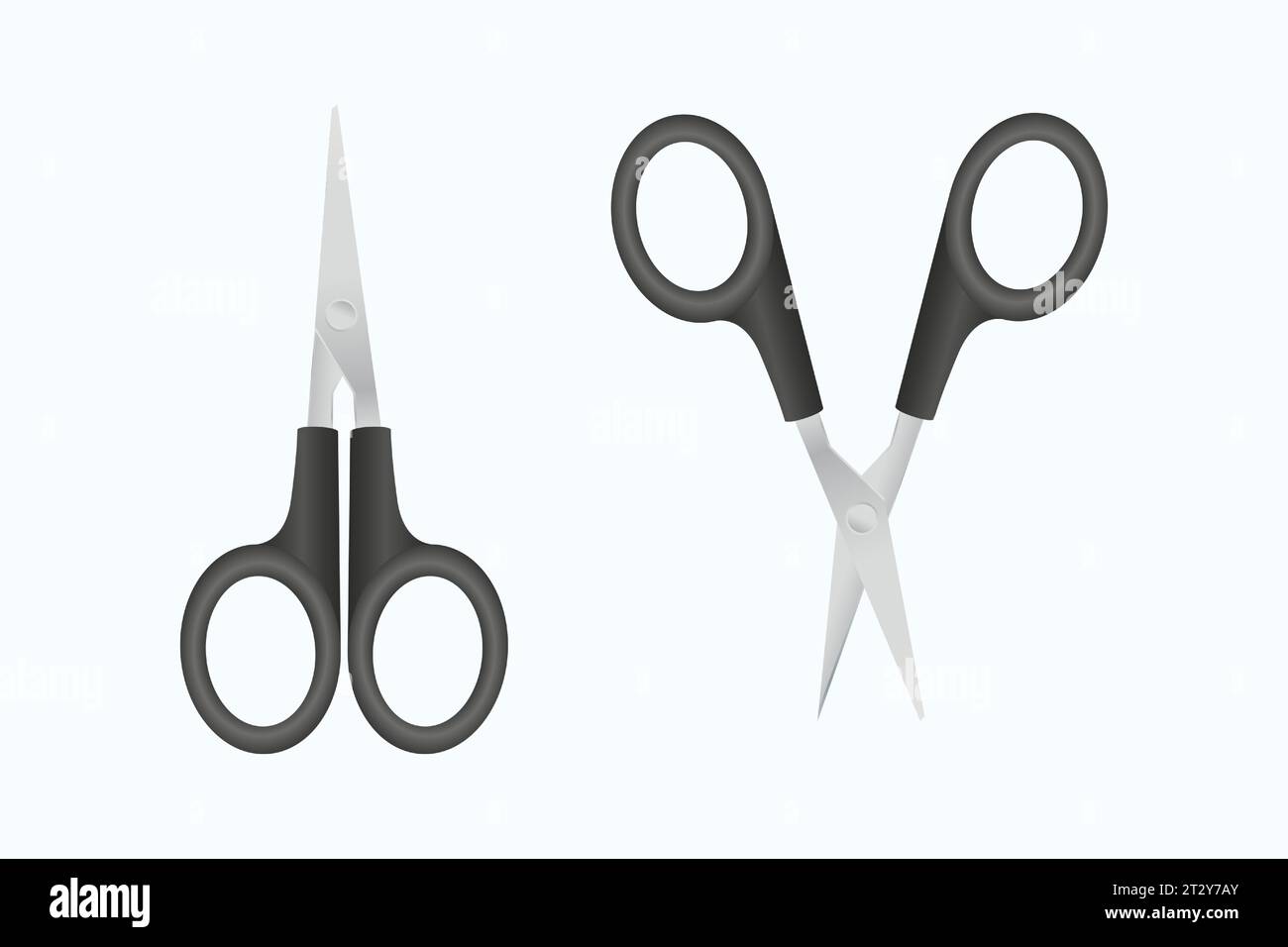 Set of closed and open scissors with black handles. Vector illustration of scissors Stock Vector ...
