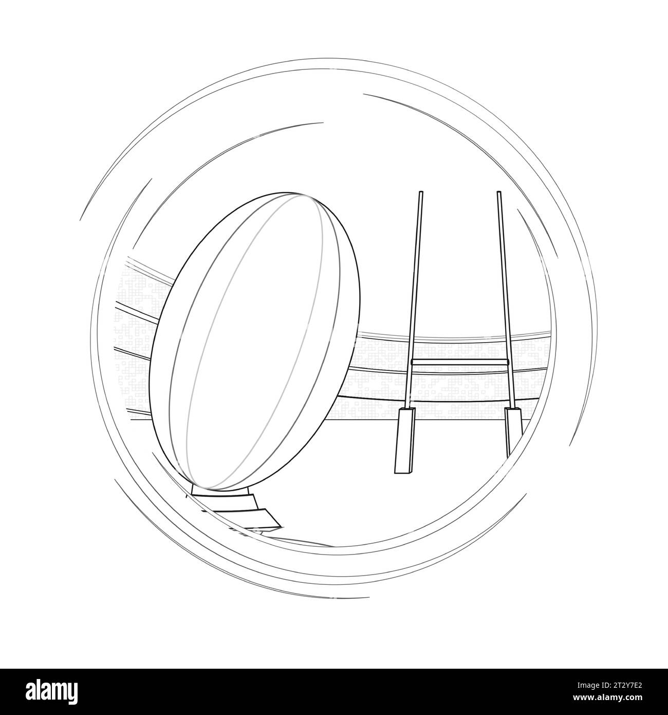 Outline illustration of rugby ball vector icon for web, sketch of a ...