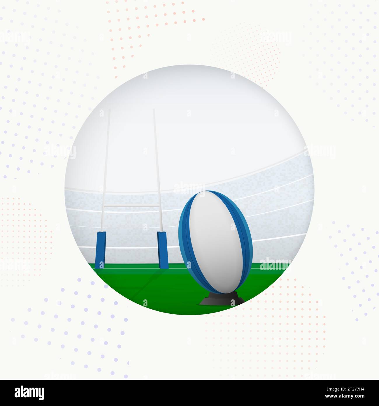 Rugby ball with rugby posts on field, circle vector icon. Vector ...