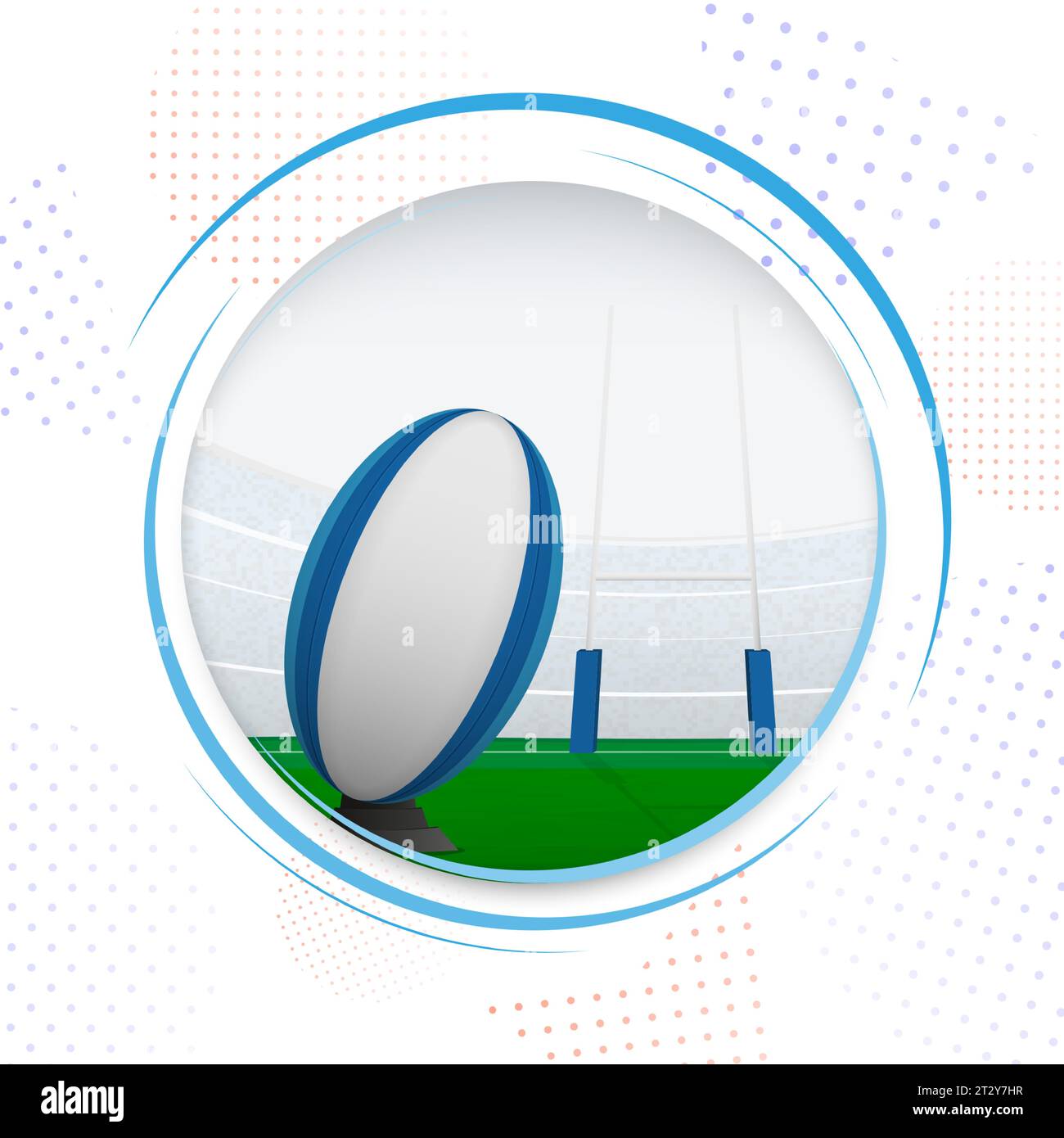 Rugby ball in the corner of the stadium. Circle rugby icon. Vector ...