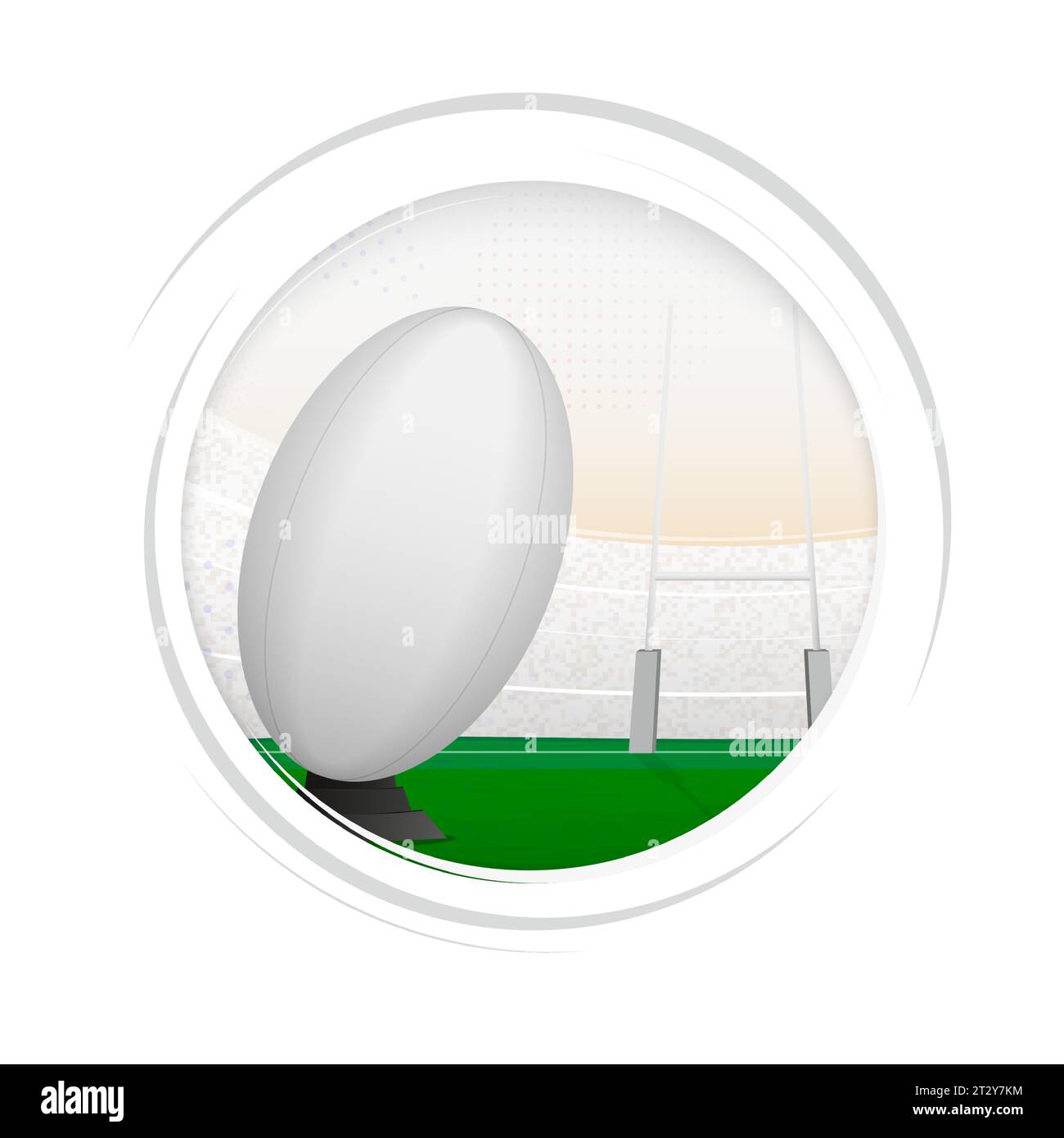 White Rugby ball on the field. Vector illustration on a white ...
