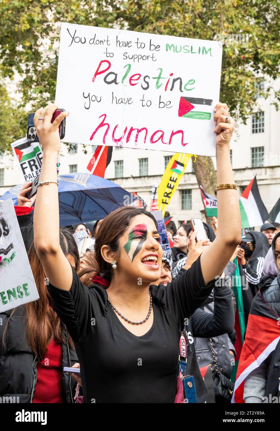 London, UK. 21st October 2023. National March for Gaza, stop the war on ...