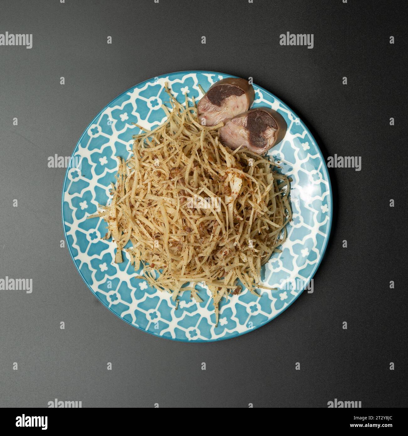 eastern national dish naryn with bolyon top view Stock Photo - Alamy
