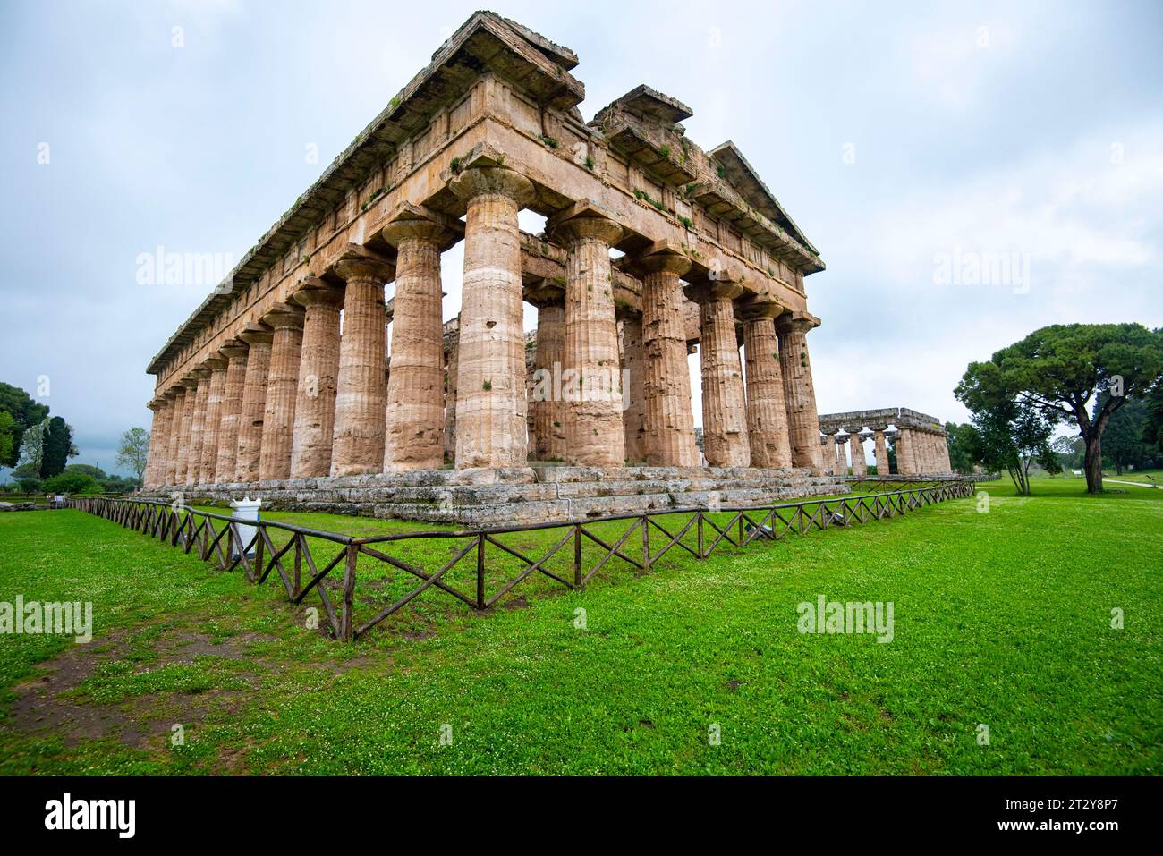 Temple of Poseidon in Archaeological Park of Paestum - Italy Stock ...