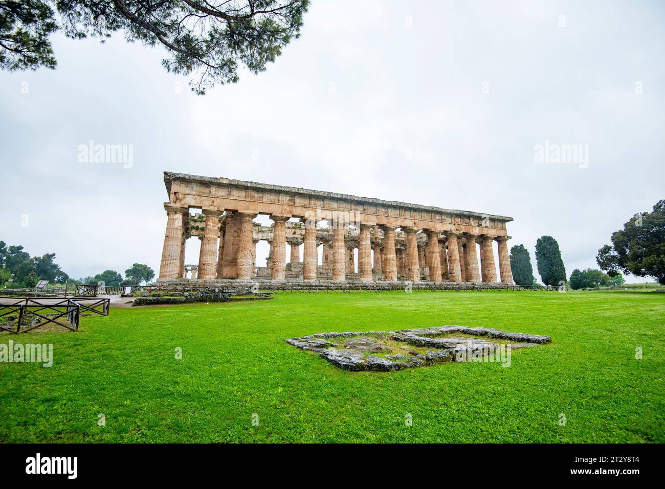 Temple of Poseidon in Archaeological Park of Paestum - Italy Stock ...