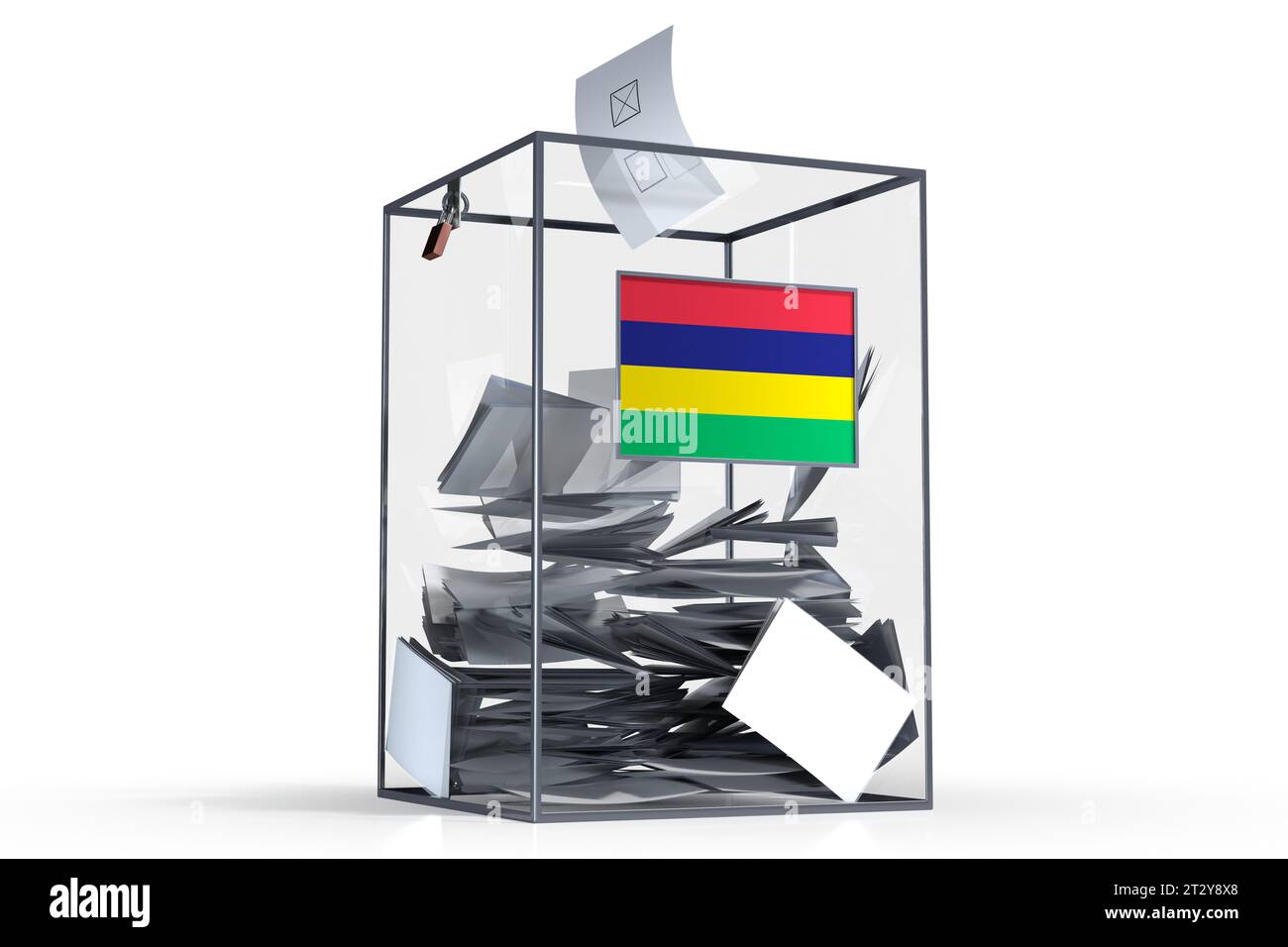 Mauritius - ballot box with voices and national flag - election concept ...