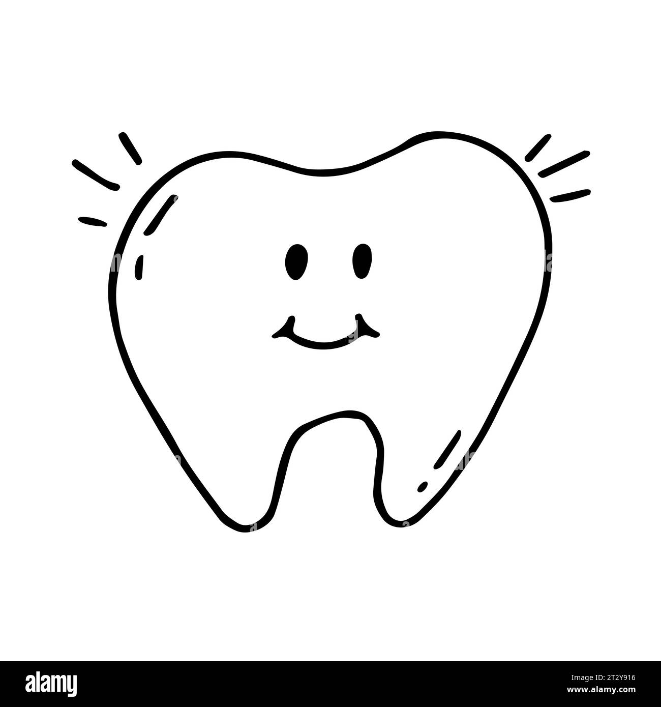 Clean happy tooth in doodle style. Vector illustration on the topic of ...