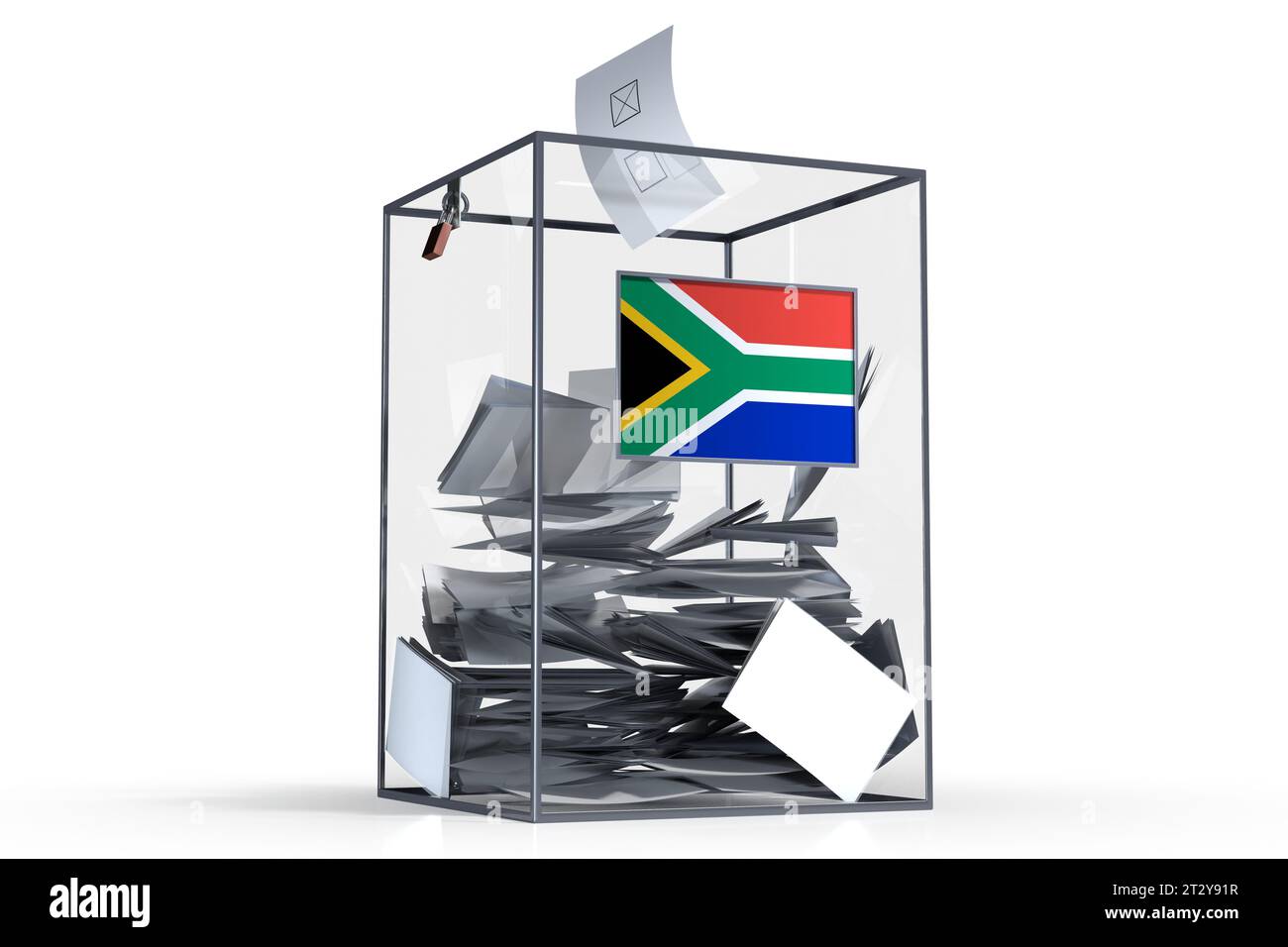 South Africa - ballot box with voices and national flag - election ...