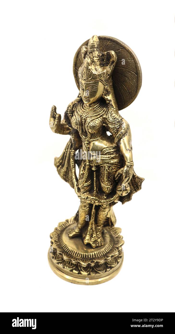 an indian bronze sculpture of indian queen radha with detailed ...
