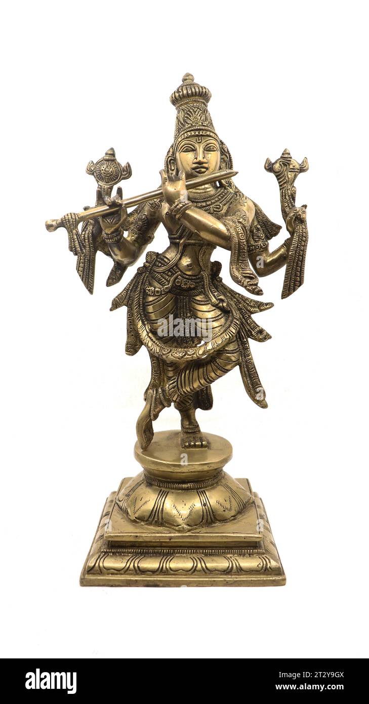 statue of hindu god lord krishna, a vishnu avatar, with multiple hands ...