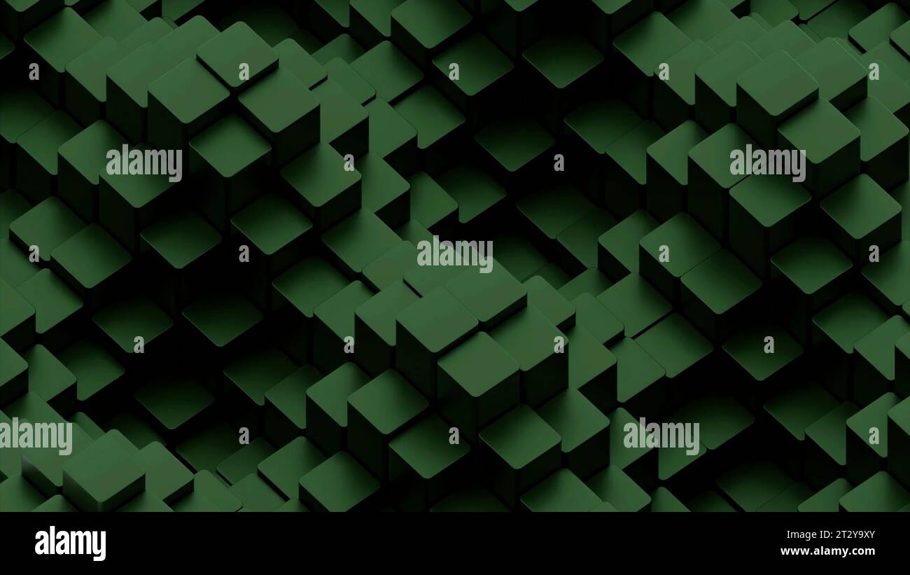 Green and black squares. Design. Small jumping squares in different ...