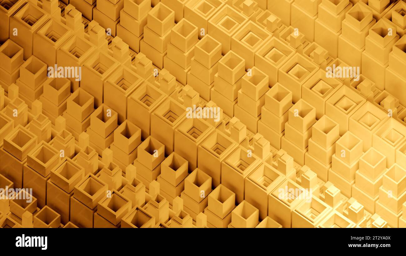 Square 3d columns move in waves. Design. Square pillars with inner rods ...