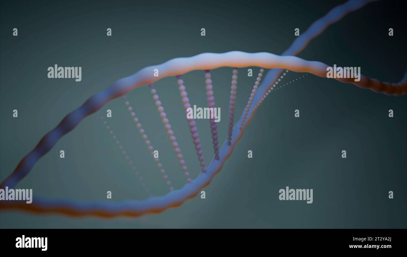 Black background with a DNA molecule. Design. Color animation in an ...