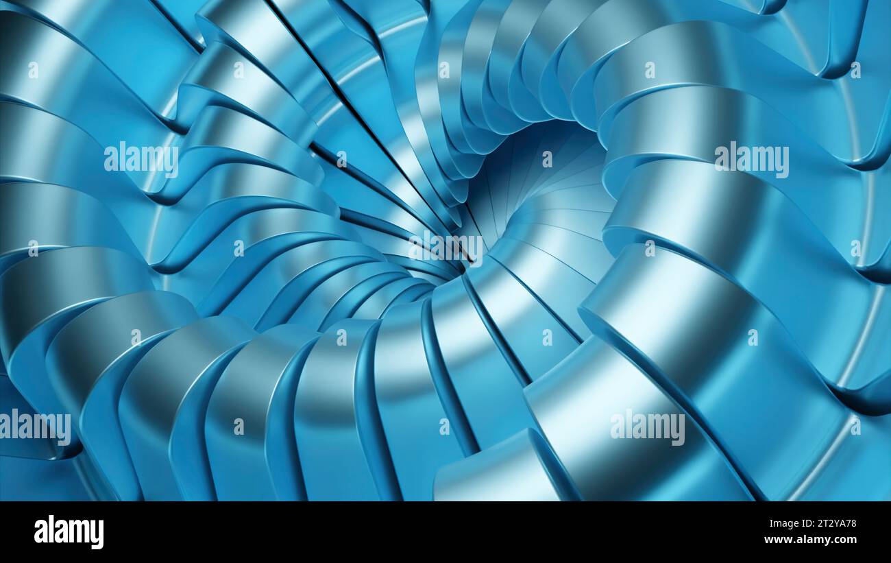 Bends of moving 3d spiral. Design. Metal bends of rotating spiral in ...