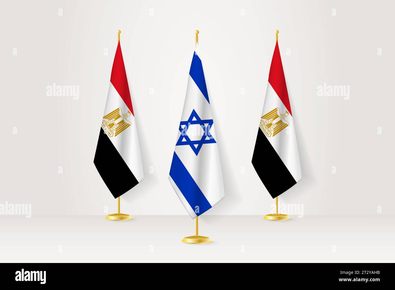 Meeting concept between Israel and Egypt. Flags on a flag stand Stock ...